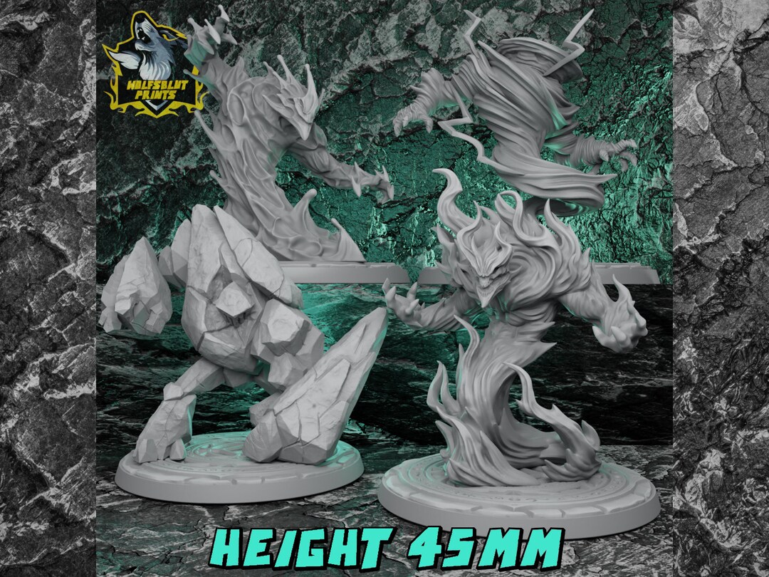 Elemental Miniature Dungeons and Dragons Elemental Mini Tabletop Wizard ...