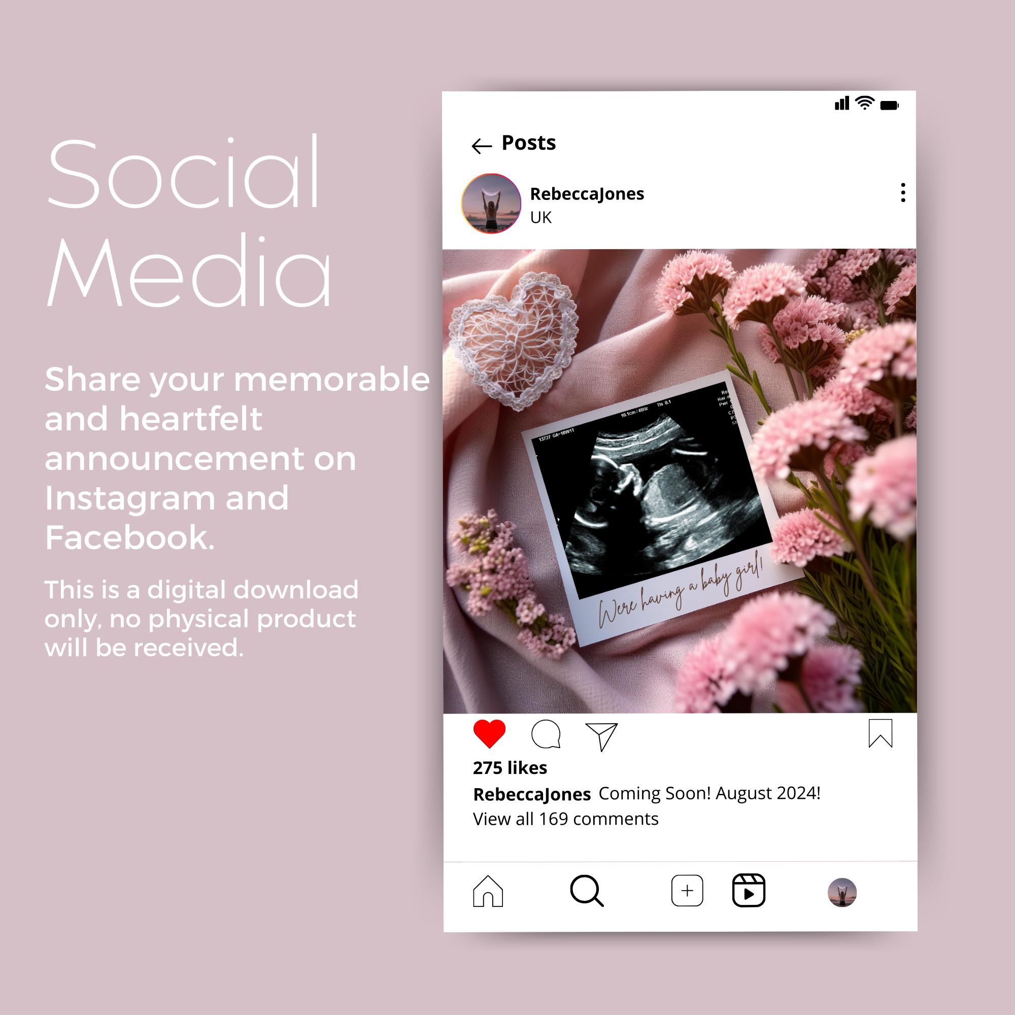 Were Having A Baby Girl Pregnancy Announcement | Digital Baby Girl ...