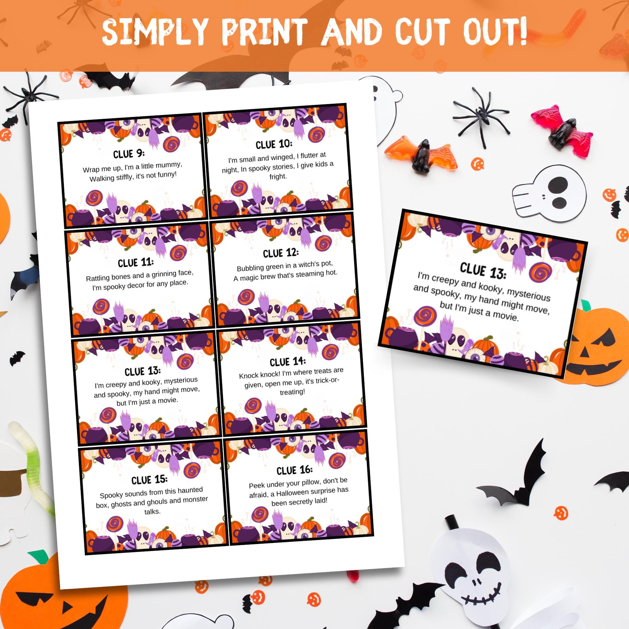 Halloween Scavenger Hunt Printable Spooky Treasure Hunt Clues DIY ...