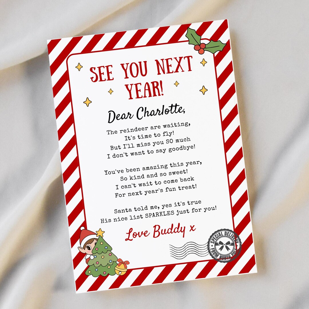 Editable Elf Goodbye Letter Printable | Canva Template | Elf Farewell ...