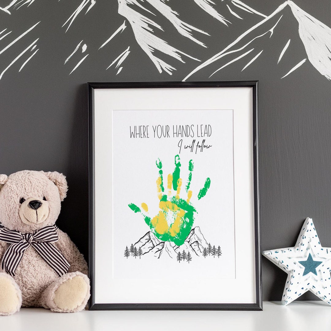 Printable Handprint Gift, Kids Handprint Crafts, Mountain Wall Art ...