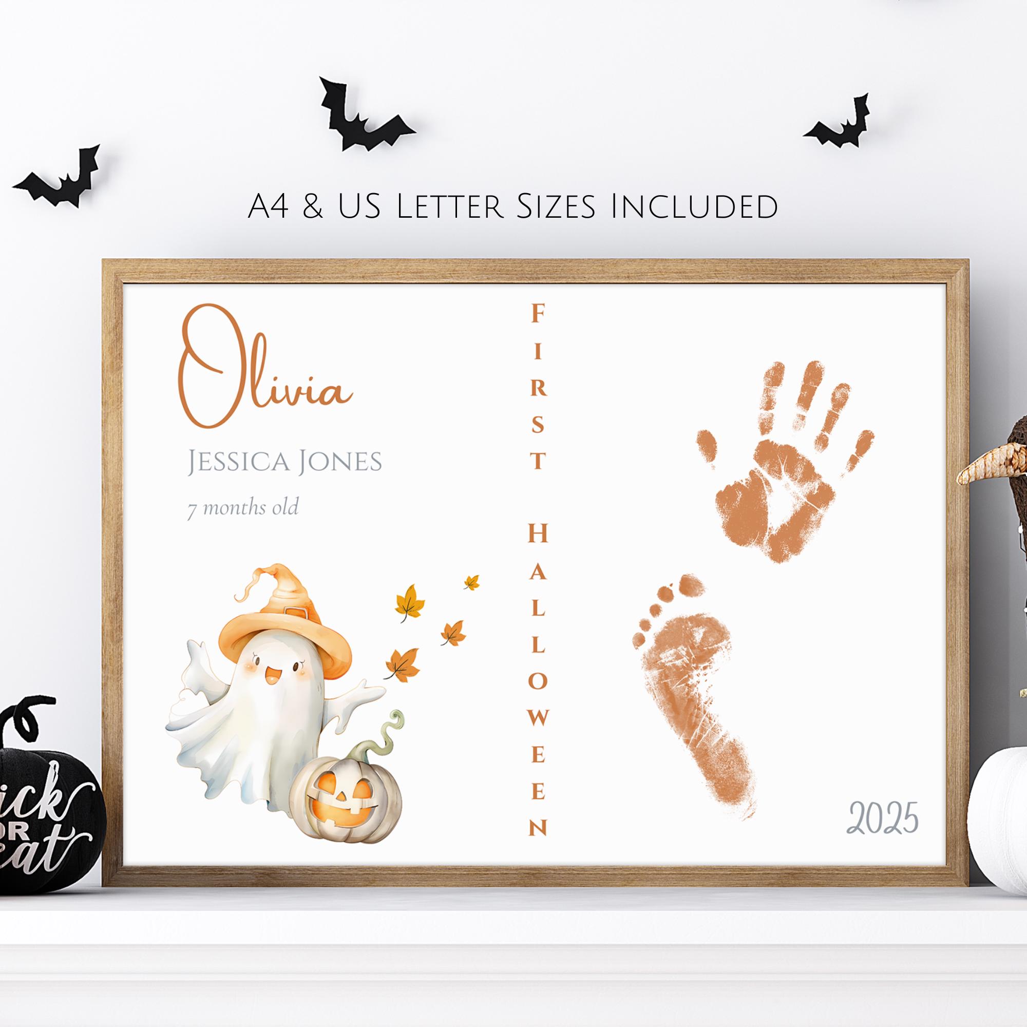 Printable Baby's First Halloween Handprint and Footprint Keepsake ...