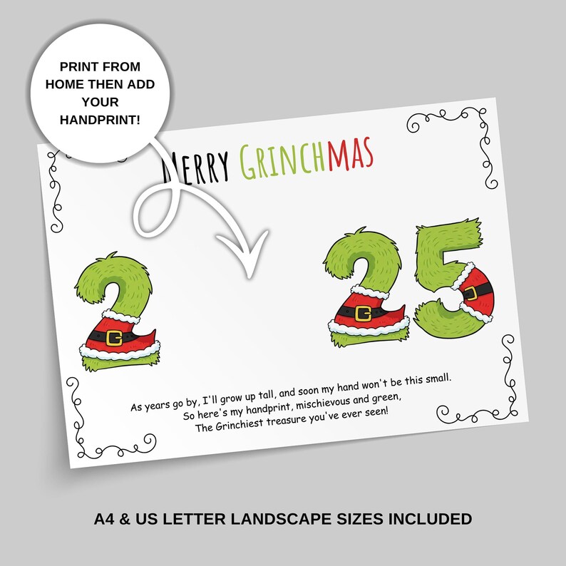 Christmas Handprint Art 2025 Printable | Kids Keepsake Craft | Gift for ...