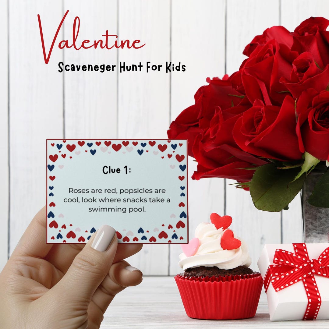 Valentine Scavenger Hunt for Kids Printable | Indoor Treasure Hunt ...