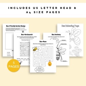 Kids Bee Activity Printable Sheets, Educational Bee-themed Worksheets ...