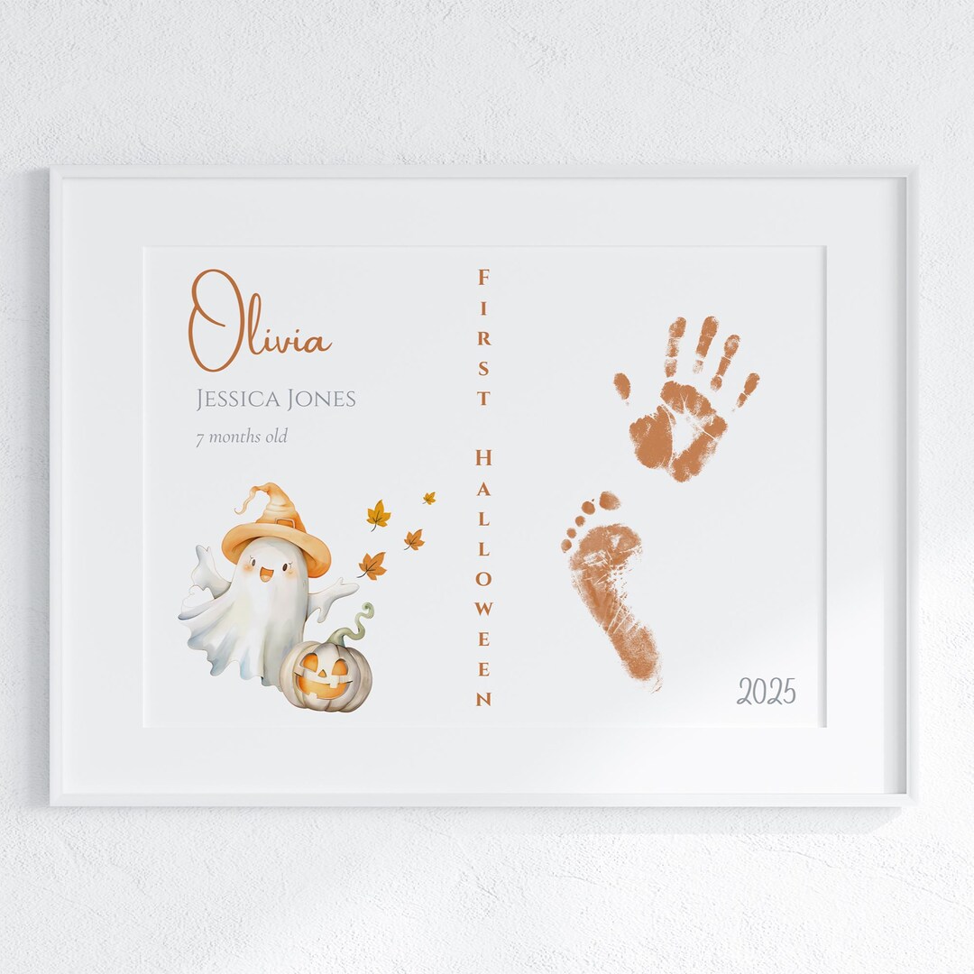 Printable Baby's First Halloween Handprint and Footprint Keepsake ...