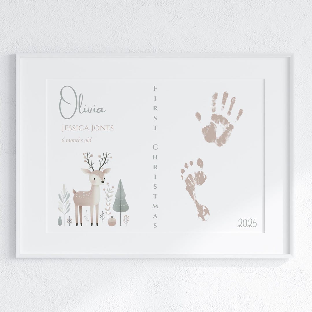 Printable Baby's First Christmas Handprint and Footprint Keepsake ...