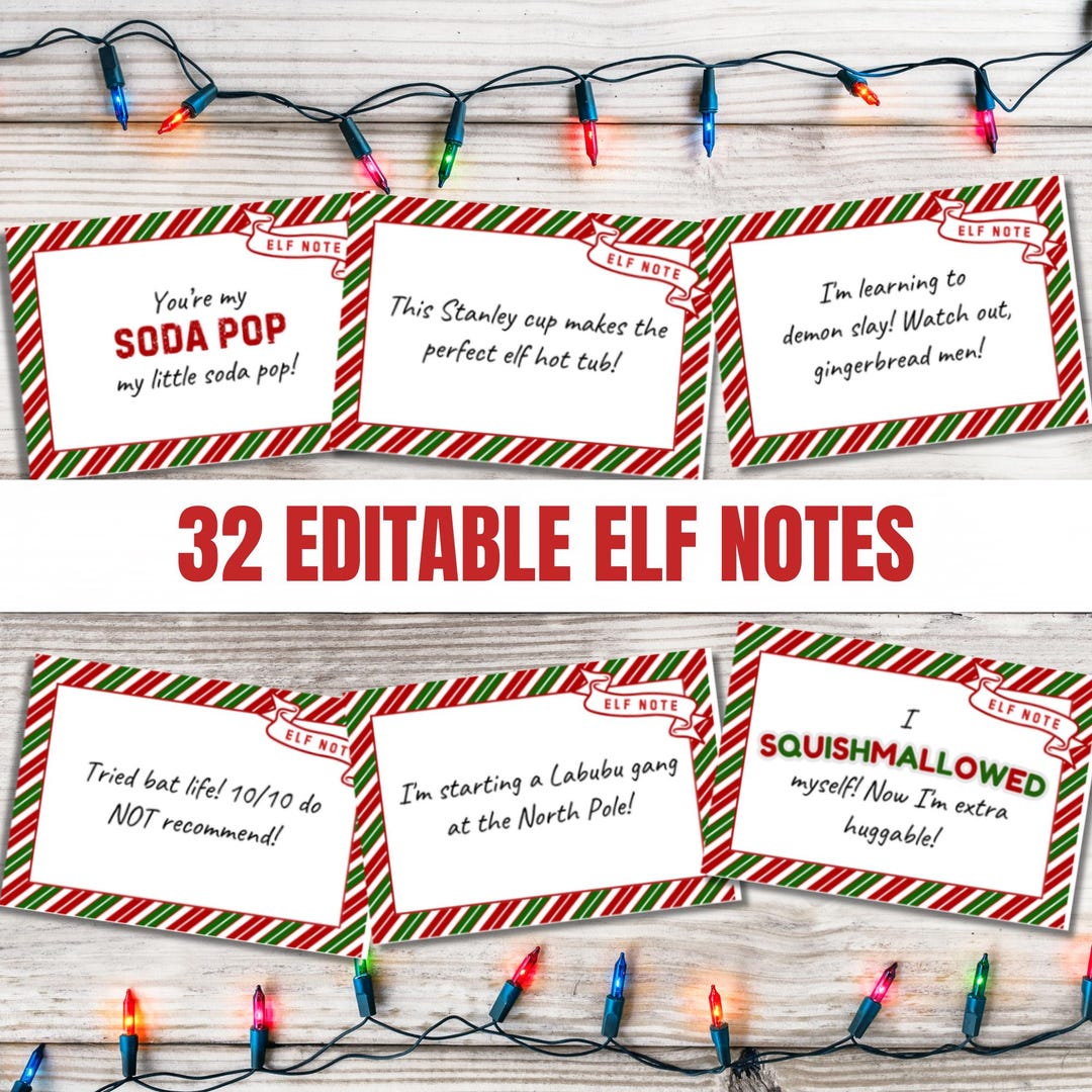 Editable Elf Notes Printable | 32 Elf Set up Ideas | Canva Template ...