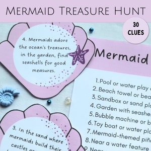 Mermaid Party Treasure Hunt Game, Printable Birthday Party Scavenger ...