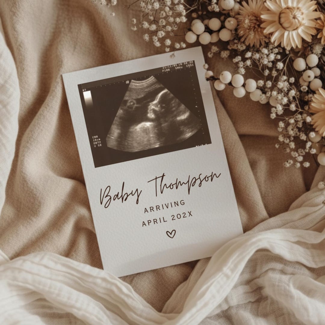 Digital Pregnancy Announcement Neutral | Pregnancy Ultrasound Baby ...