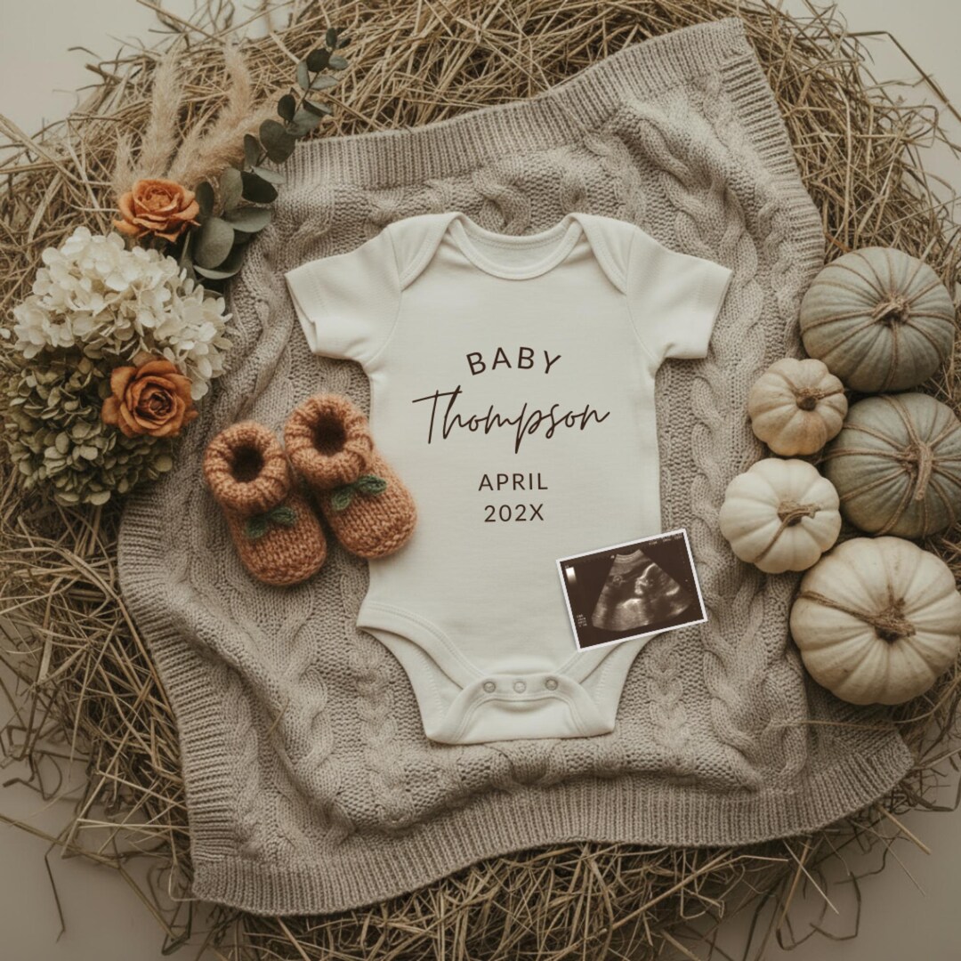 Neutral Fall Pregnancy Announcement Digital Template | Simple Baby ...