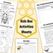 Kids Bee Activity Printable Sheets, Educational Bee-themed Worksheets ...