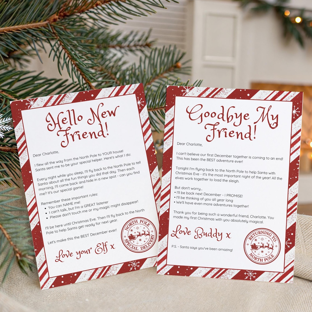 First Time Elf Hello Goodbye Letter Set Editable Template | Printable ...