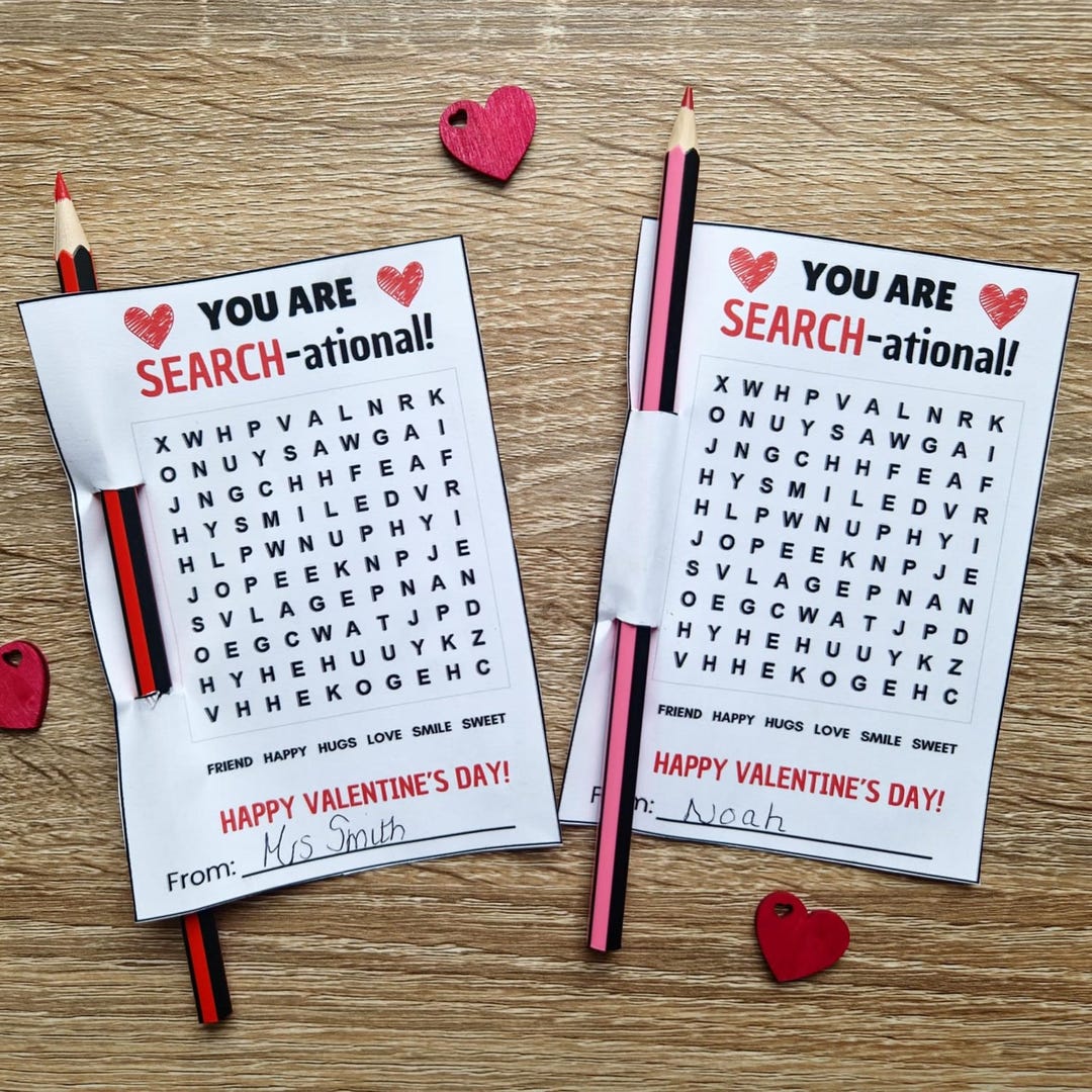 Valentine Word Search Card Printable | Classroom Valentine Exchange ...