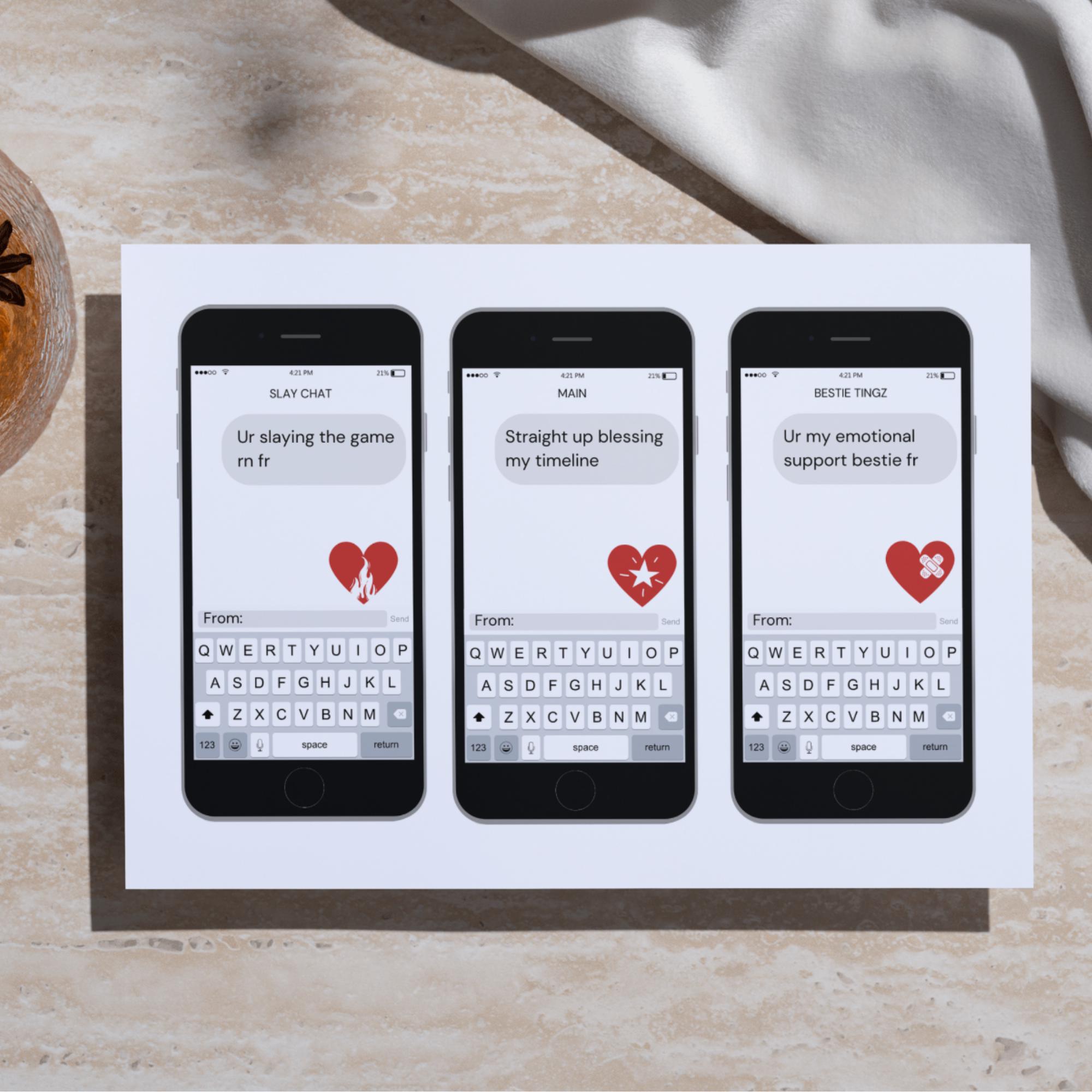 Kids Valentine Cards Printable | Funny Text Message Slang Cards | Gen Z ...