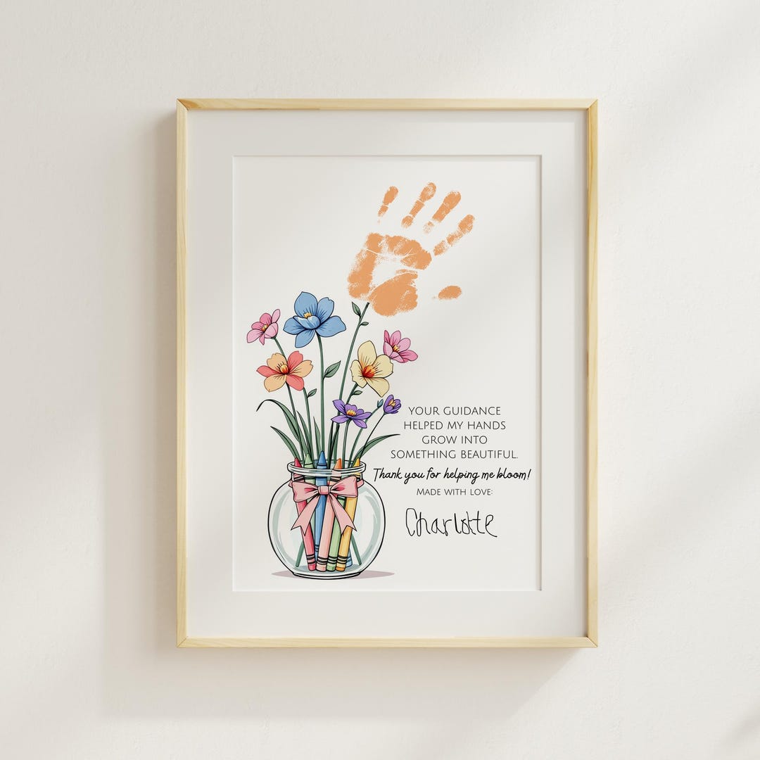 Teacher Appreciation Gift Printable | Handprint Flower Art | End of ...