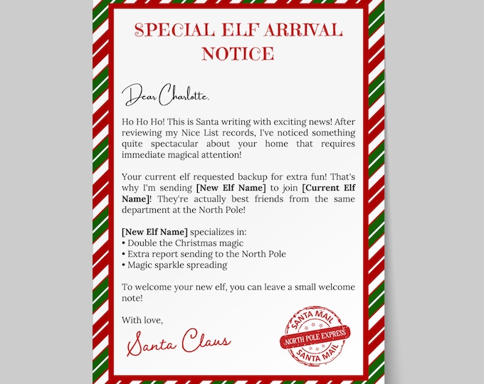 Printable Elf Goodbye Letter | Final Elf Report | Last Day Elf Note ...