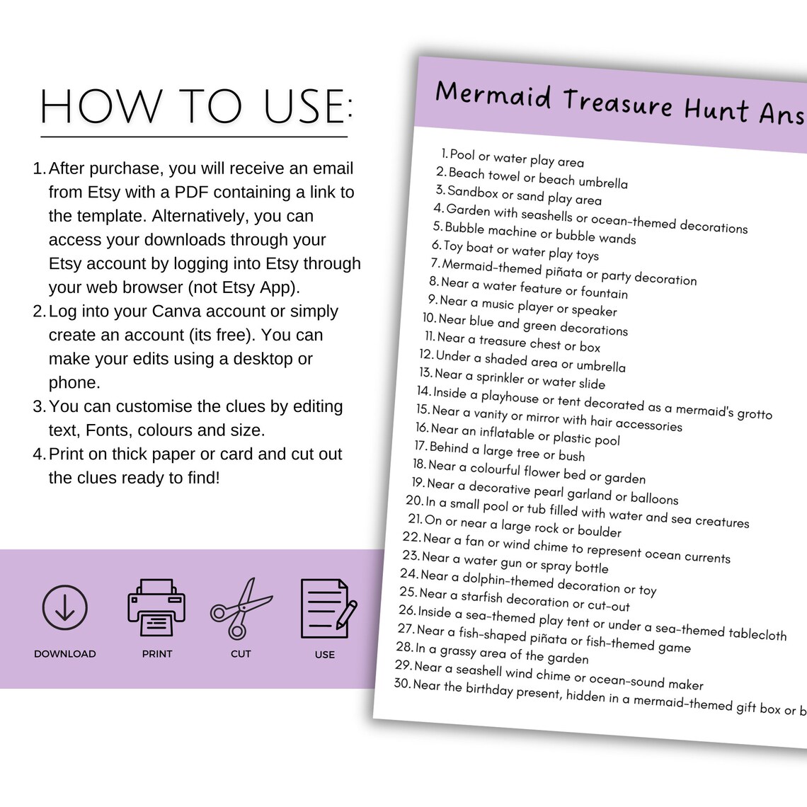 Mermaid Party Treasure Hunt Game, Printable Birthday Party Scavenger ...