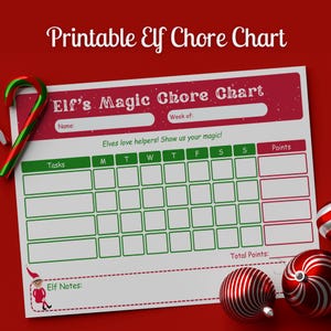 Christmas Elf Chore Chart Printable | Holiday Behaviour Chart | Kids ...