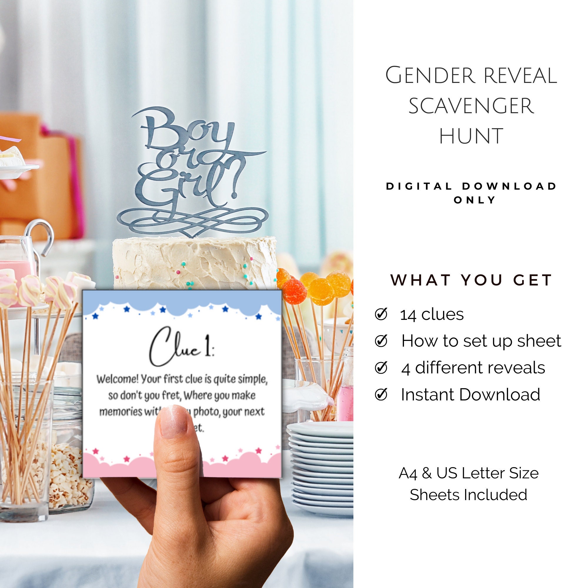 Baby Gender Reveal Scavenger Hunt, Printable Gender Reveal Games ...