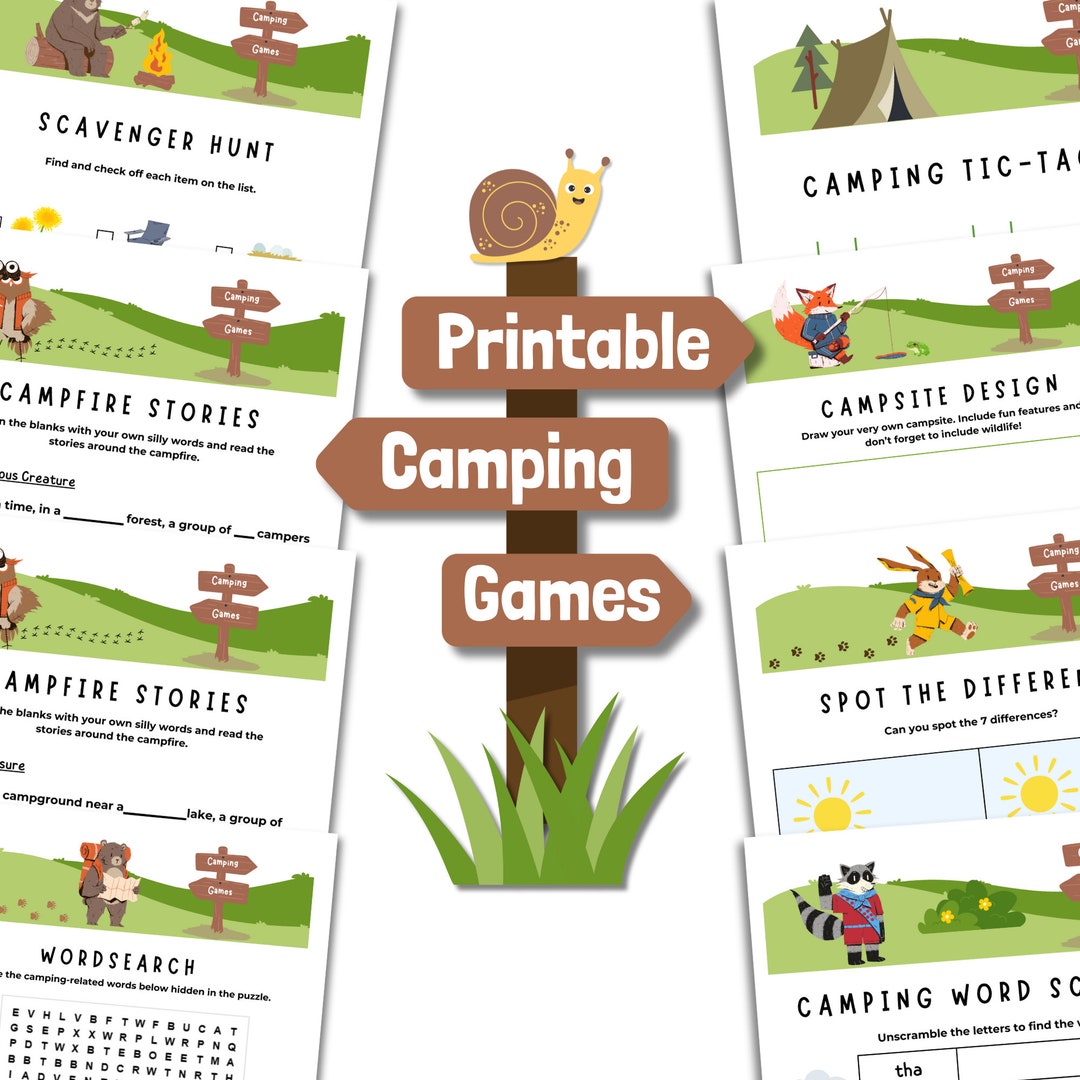 Family Camping Games Bundle, Kids RV Road Trip Activity Pack, Printable ...