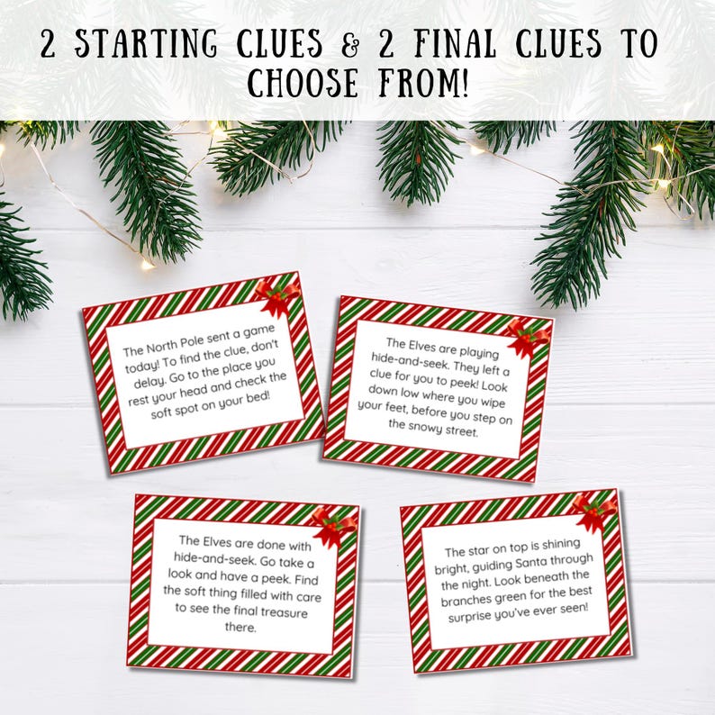 Christmas Scavenger Hunt Printable | Elf Treasure Hunt Clues for Kids ...