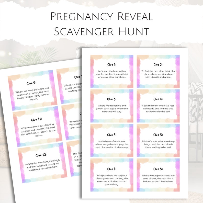 Pregnancy Reveal Scavenger Hunt for Sibling: Printable Announcement ...