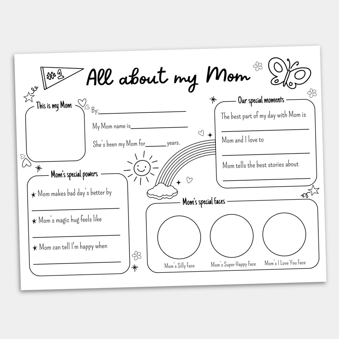 All About My Mom Printable | Mothers Day Gift From Kids | Mother ...