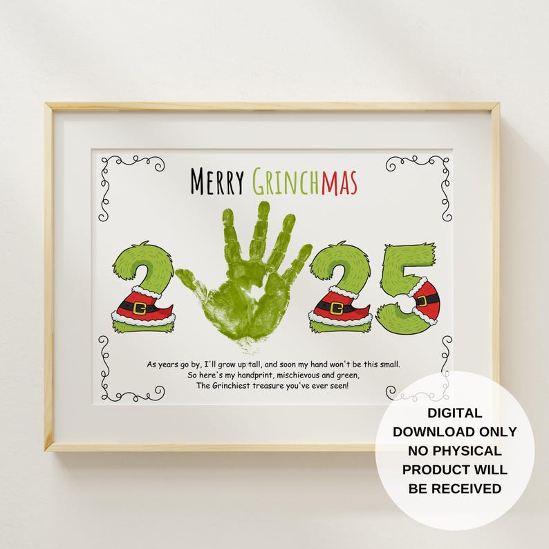 Christmas Handprint Art 2025 Printable | Kids Keepsake Craft | Gift for ...
