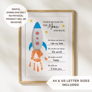 Father's Day Rocket Handprint Craft Printable | Dad Birthday Gift From ...