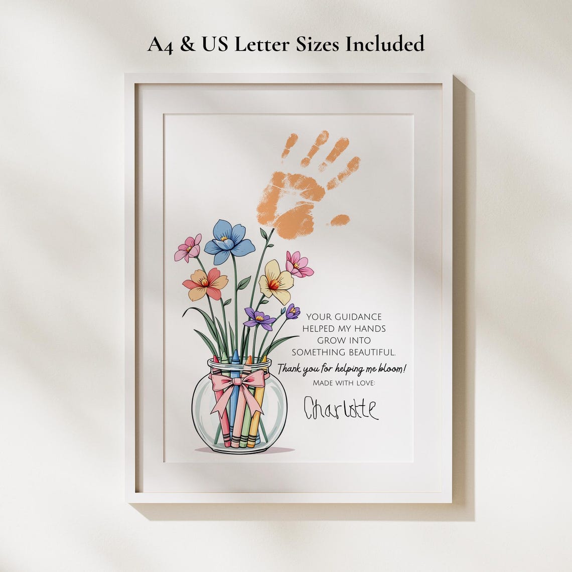 Teacher Appreciation Gift Printable | Handprint Flower Art | End of ...