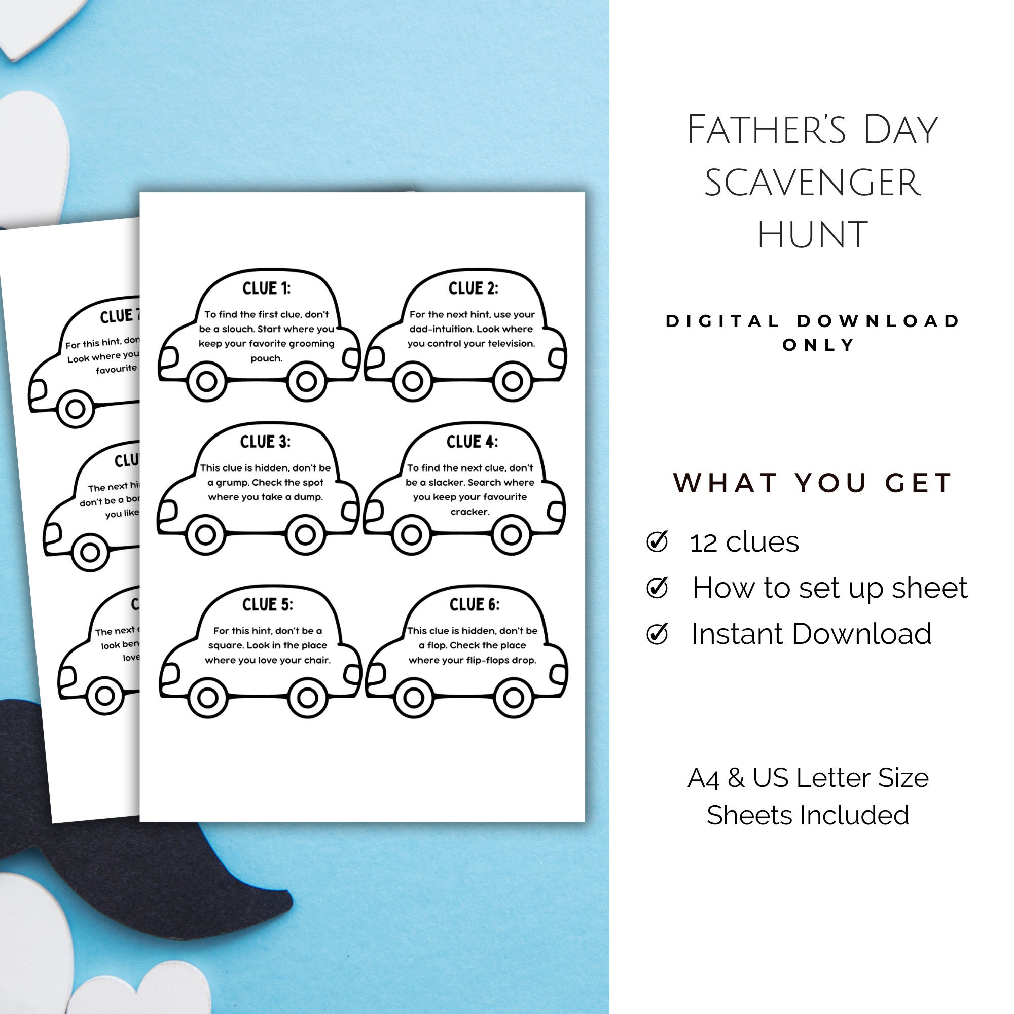Father's Day Scavenger Hunt: Printable Treasure Hunt Game (instant ...