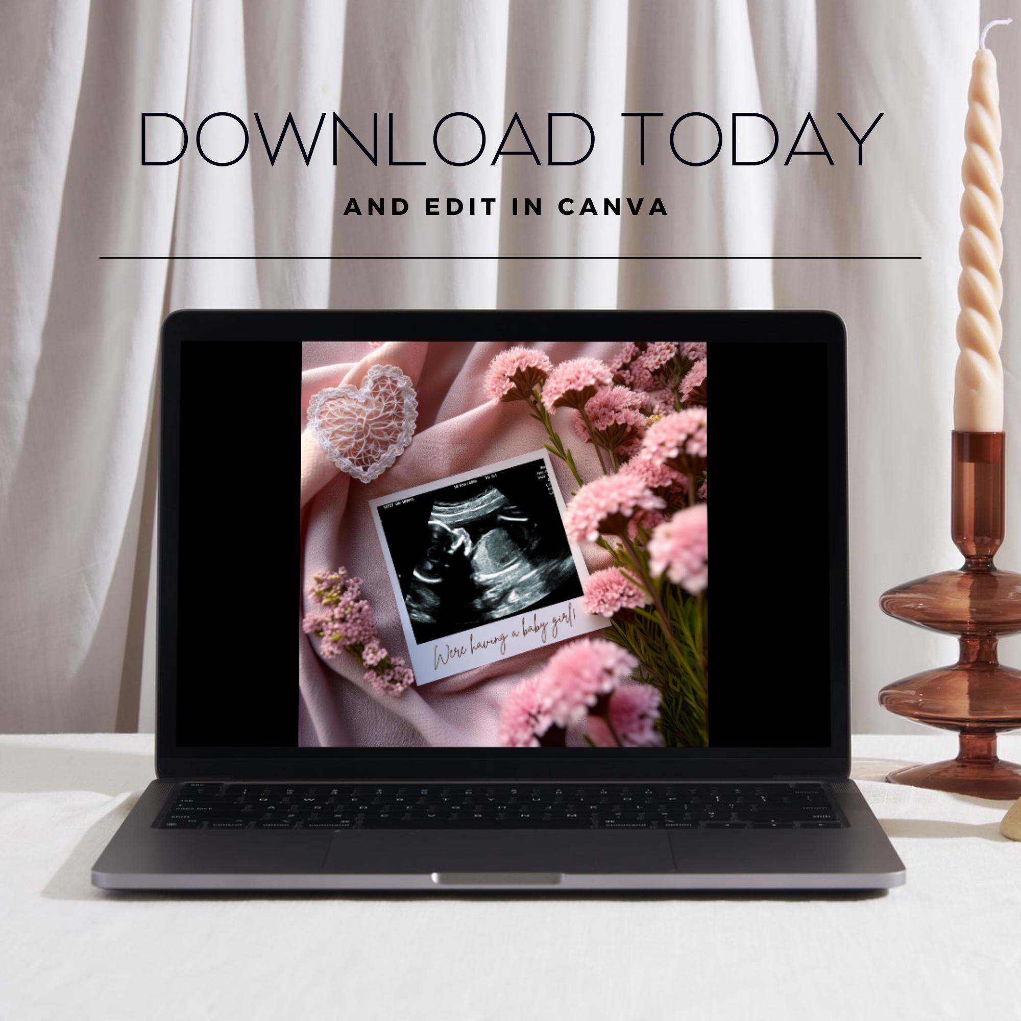 Were Having A Baby Girl Pregnancy Announcement | Digital Baby Girl ...