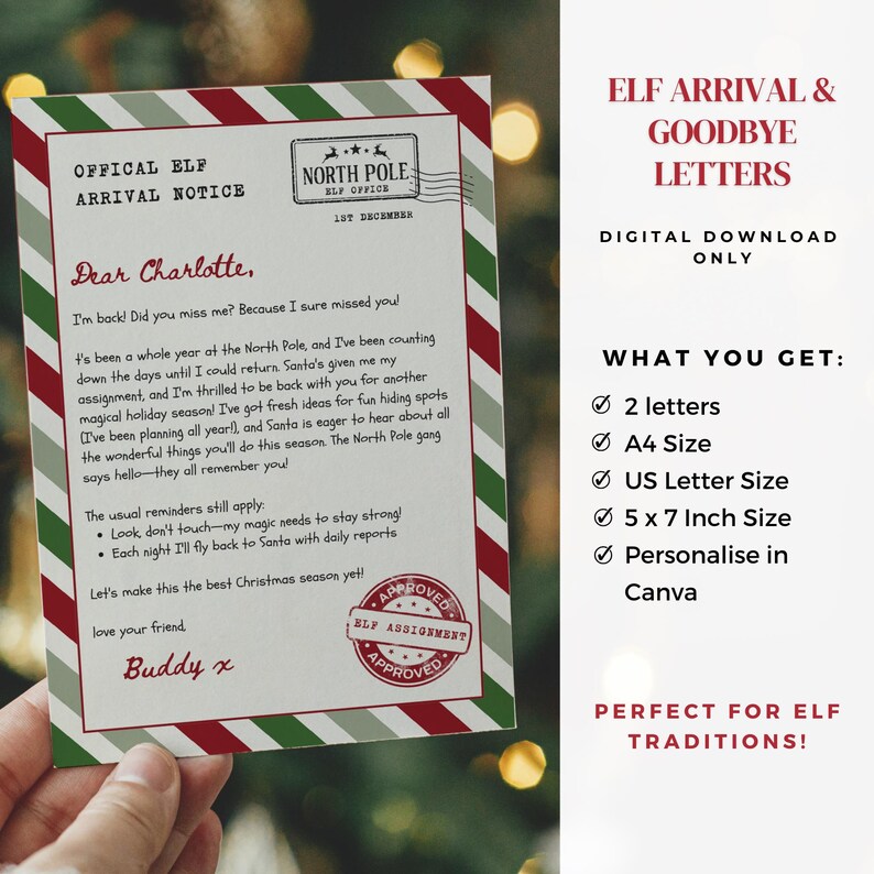 Editable Elf Arrival & Goodbye Letter Printable | Personalized ...