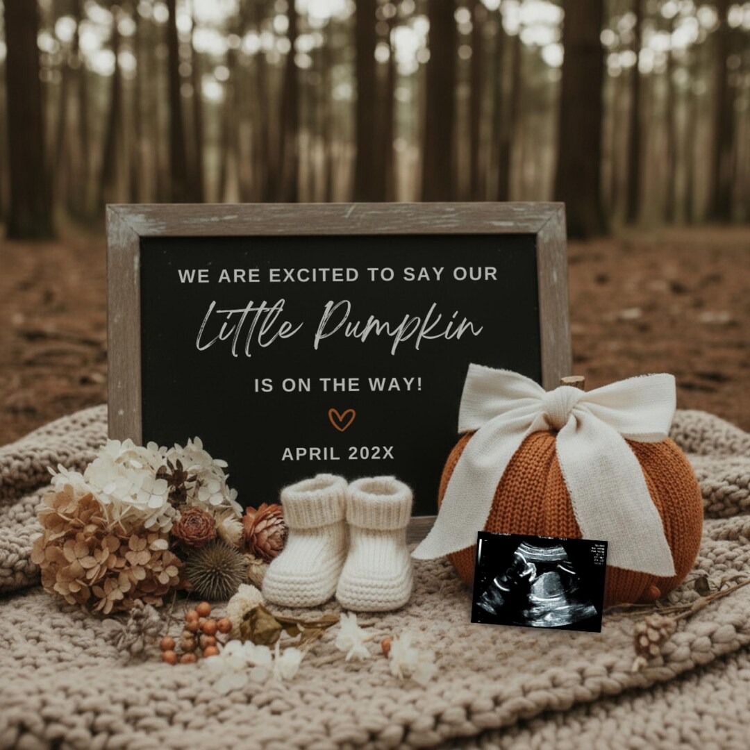 Fall Baby Announcement Editable Template | Autumn Pregnancy Reveal ...