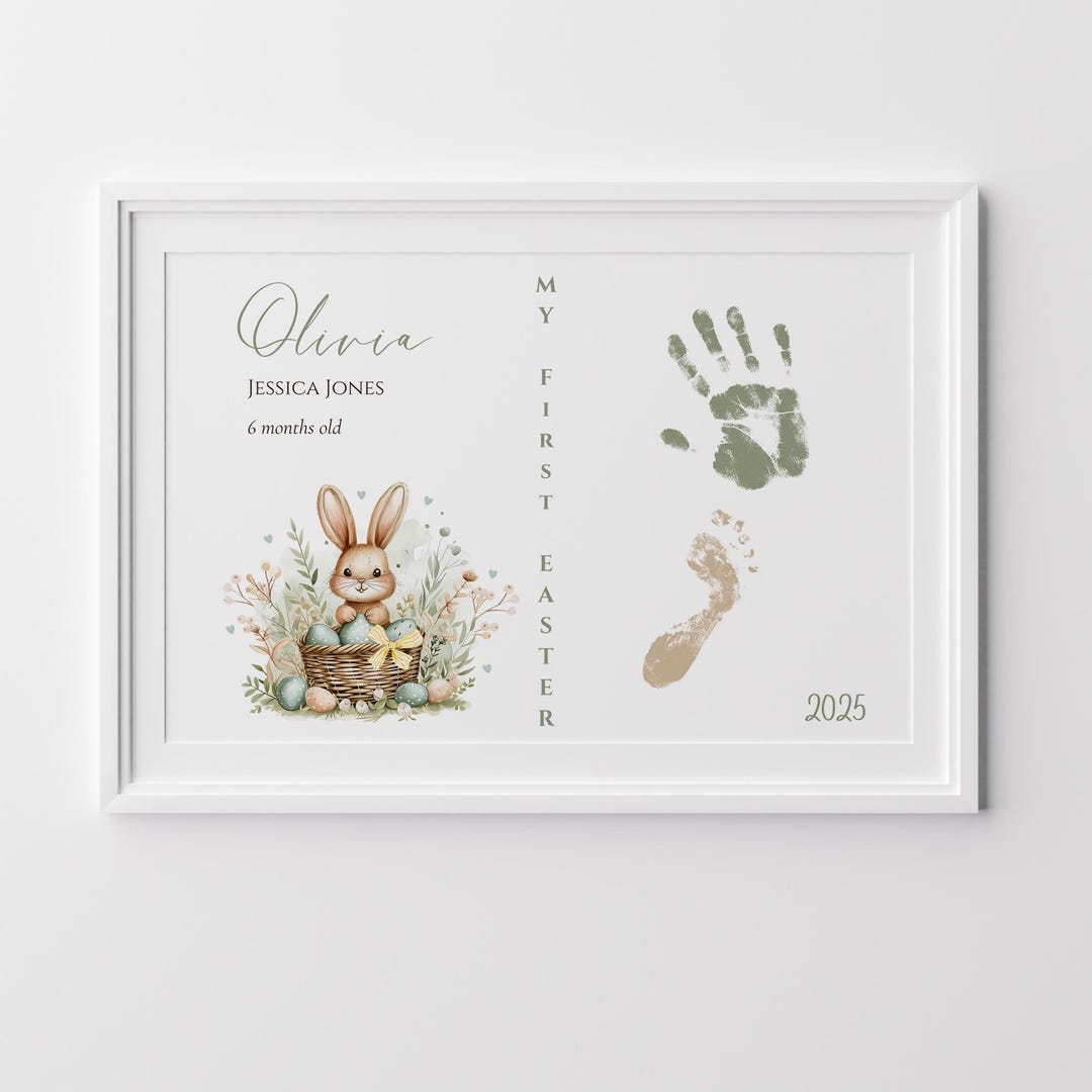 Printable Baby's First Easter Handprint Keepsake | Editable Footprint ...