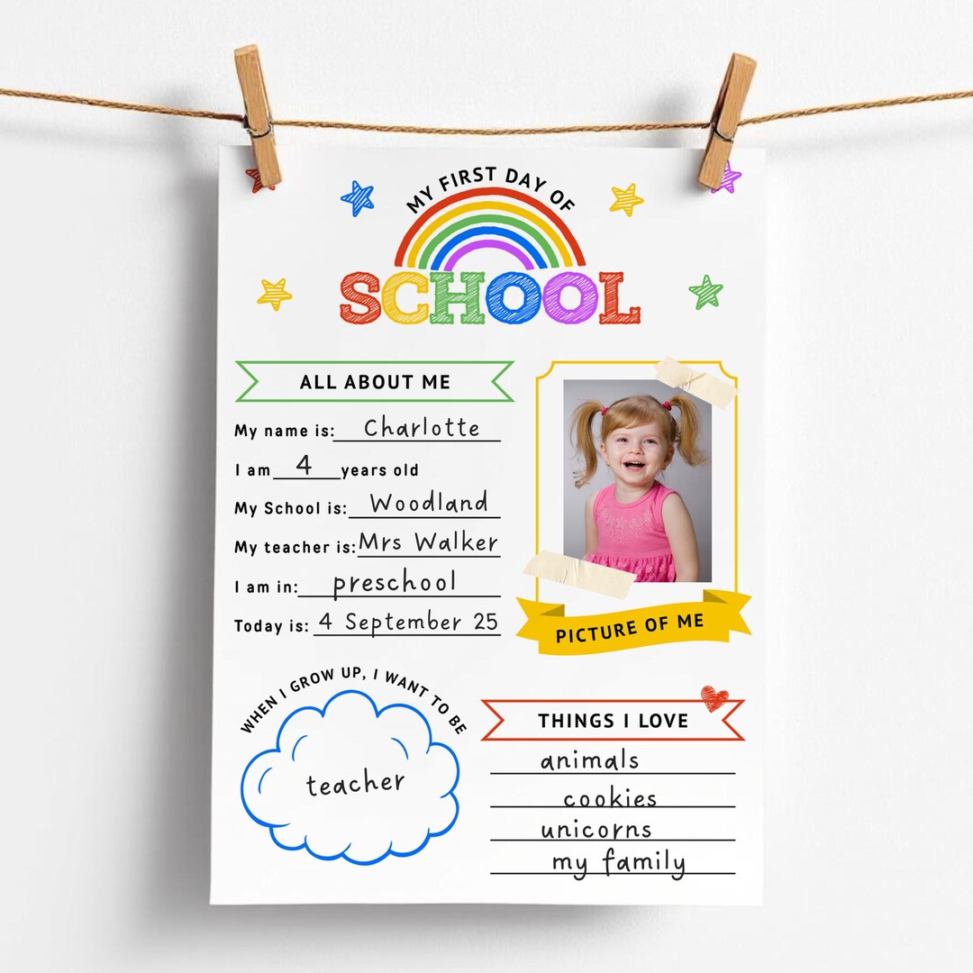 First Day of School Interview Printable | Back to School Keepsake | All ...