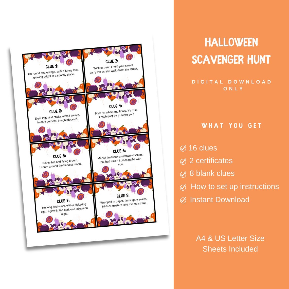 Halloween Scavenger Hunt Printable: Spooky Clues, Family Activity ...