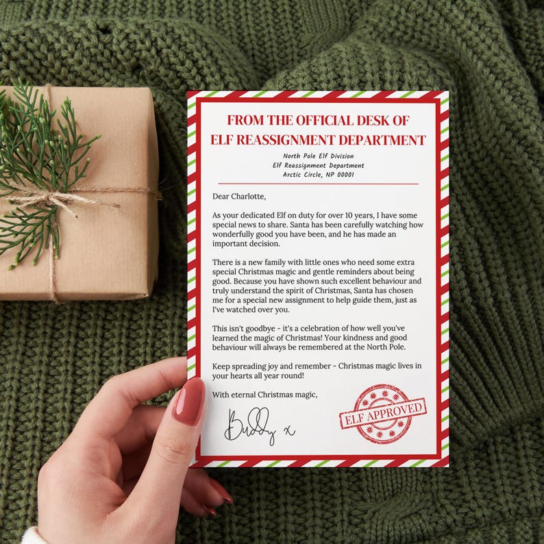 Printable Elf Goodbye Letter | Personalized Elf Farewell Note ...