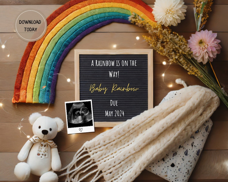 Digital Rainbow Pregnancy Announcement, Rainbow Baby, Facebook and ...