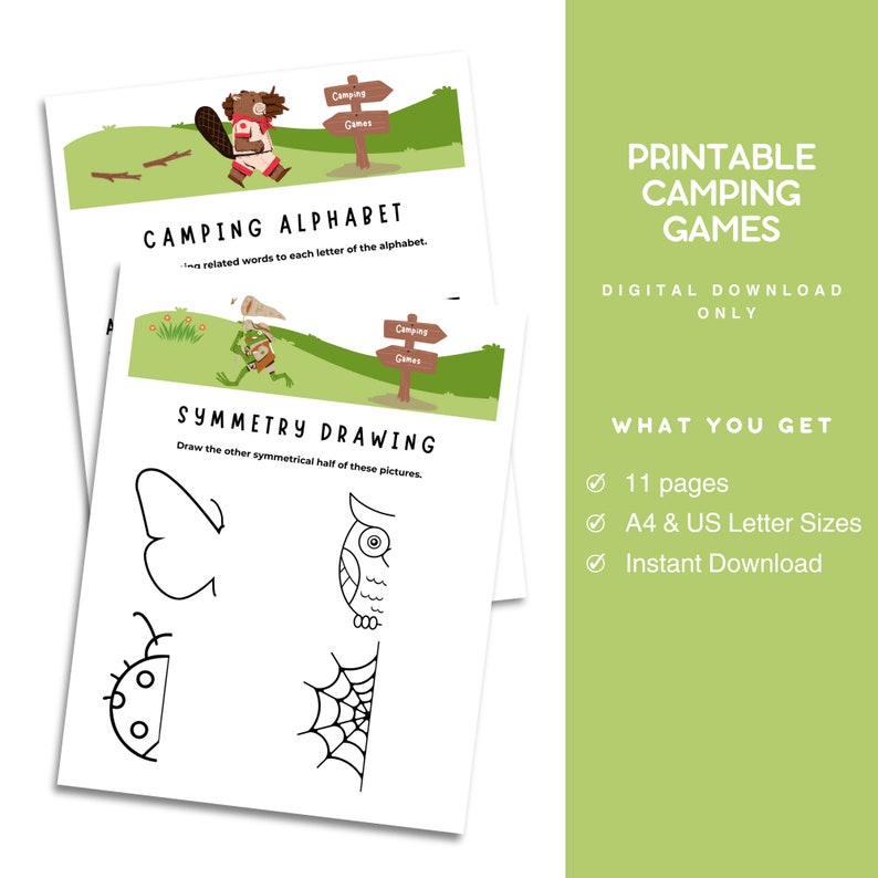 Family Camping Games Bundle, Kids RV Road Trip Activity Pack, Printable ...