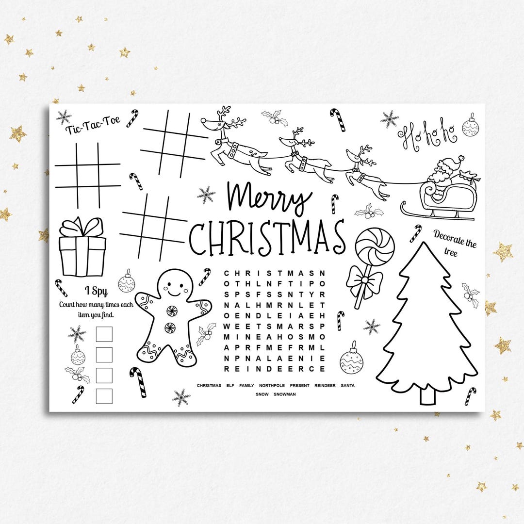 Christmas Kids Placemat Printable | Holiday Activity Mat | Children's ...