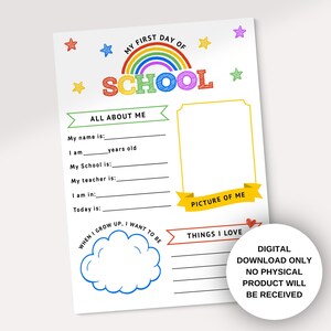 First Day of School Interview Printable | Back to School Keepsake | All ...