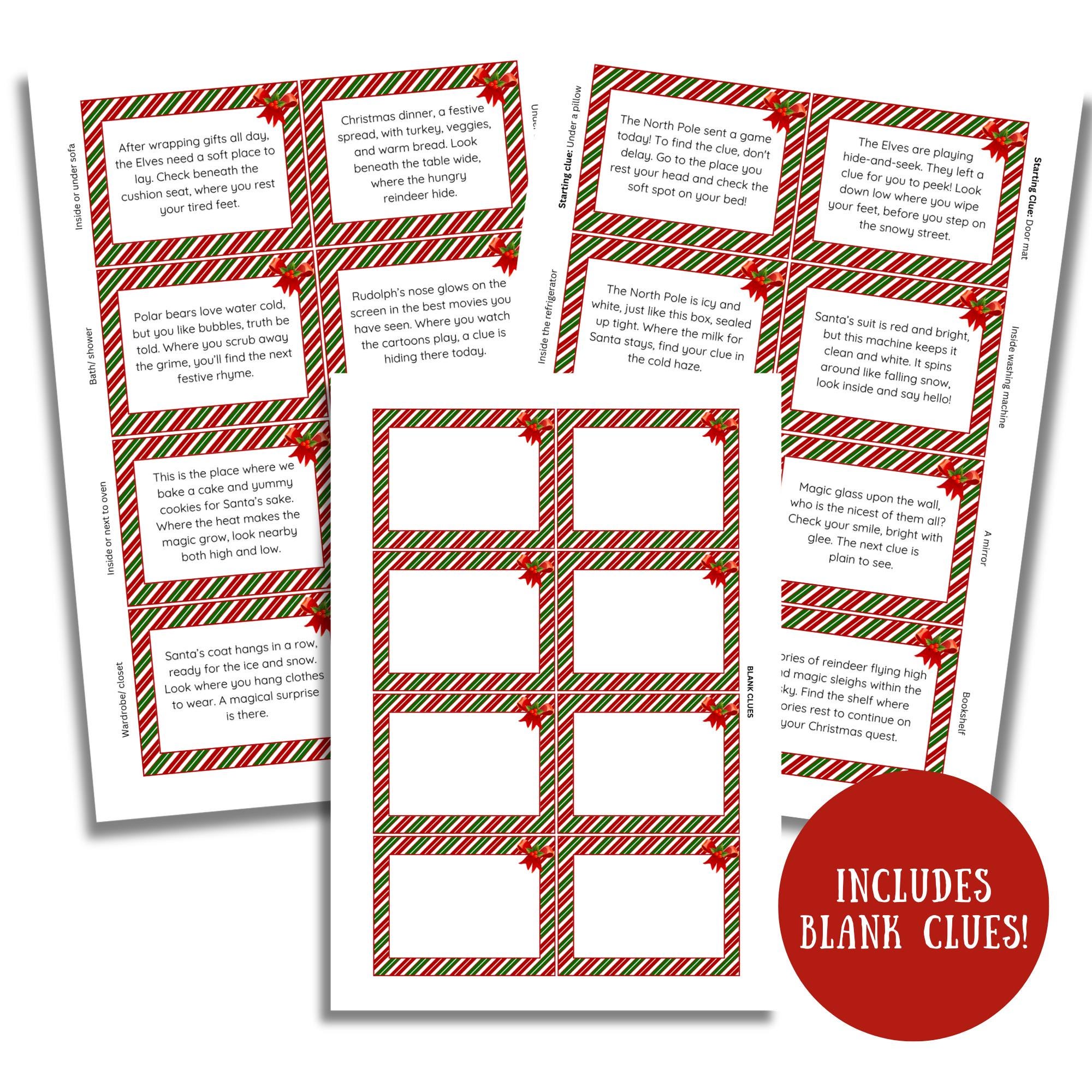 Christmas Scavenger Hunt Printable | Elf Treasure Hunt Clues for Kids ...