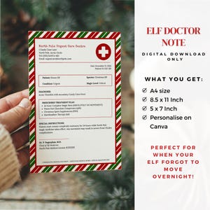 Elf Doctor Note Printable | Elf Sick Day | Emergency Elf Excuse Letter ...