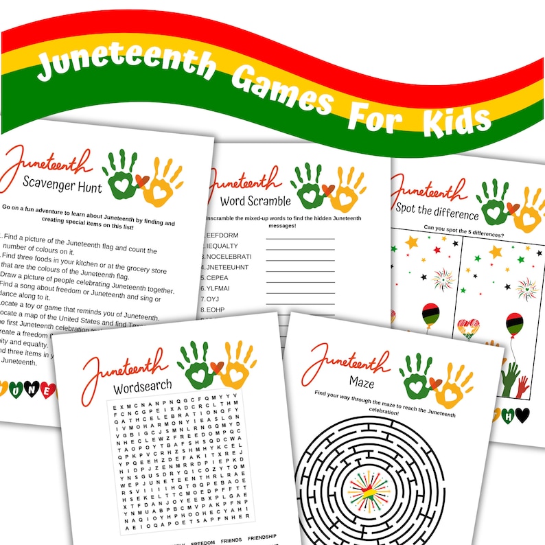 Juneteenth Printable Games and Activities for Kids Fun Educational ...