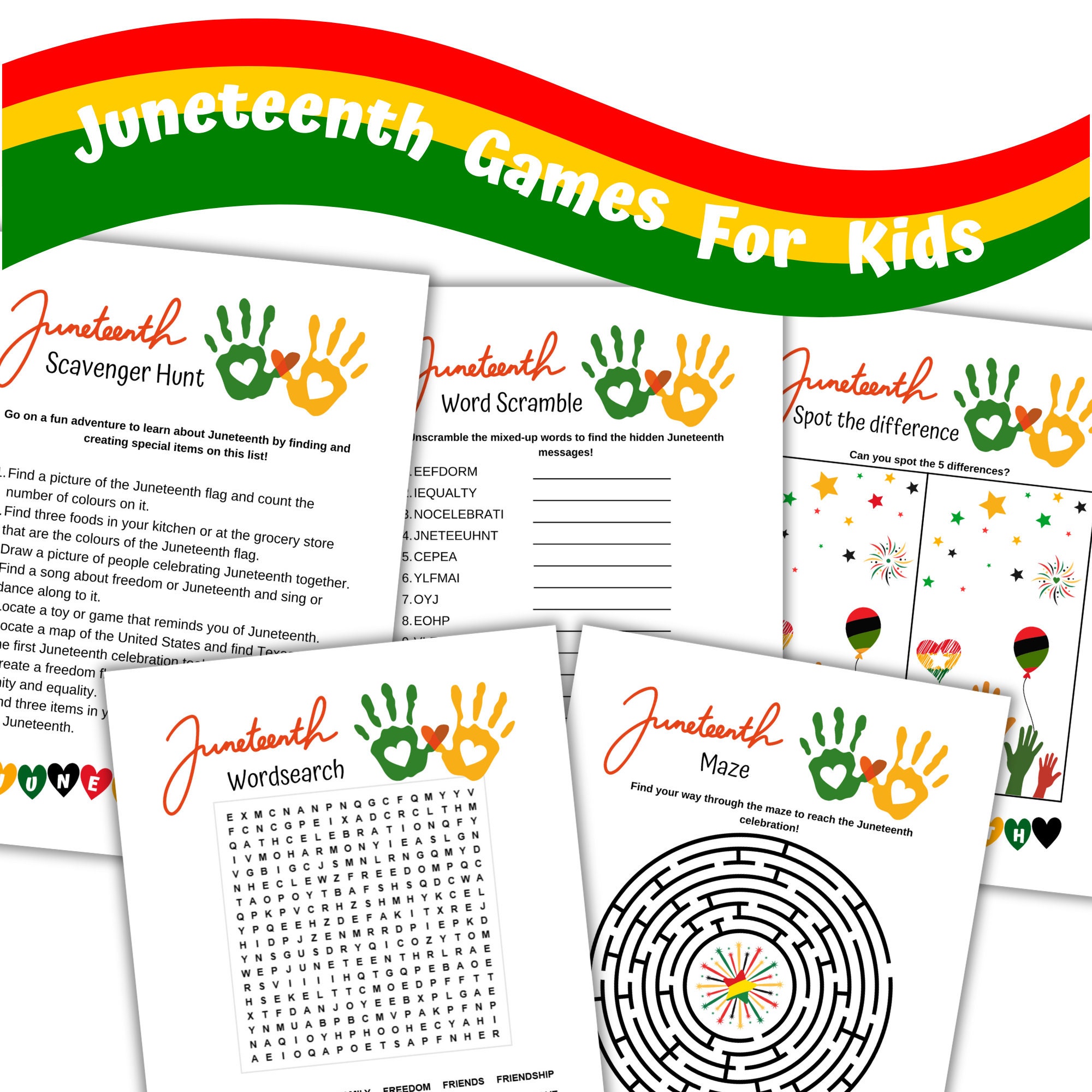 Juneteenth Printable Games and Activities for Kids Fun Educational ...