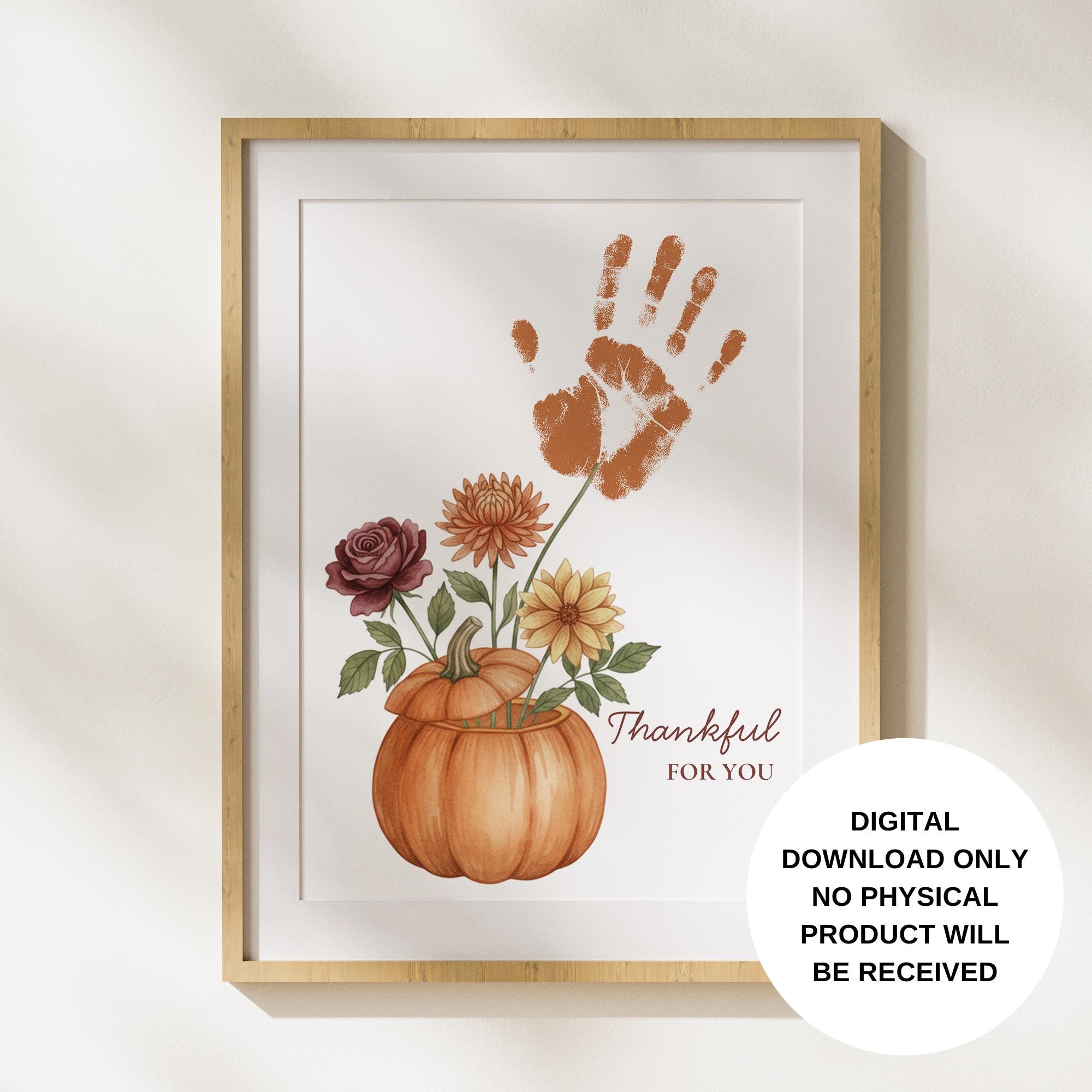 Thanksgiving Handprint Printable | Fall Pumpkin Handprint Art | Autumn ...