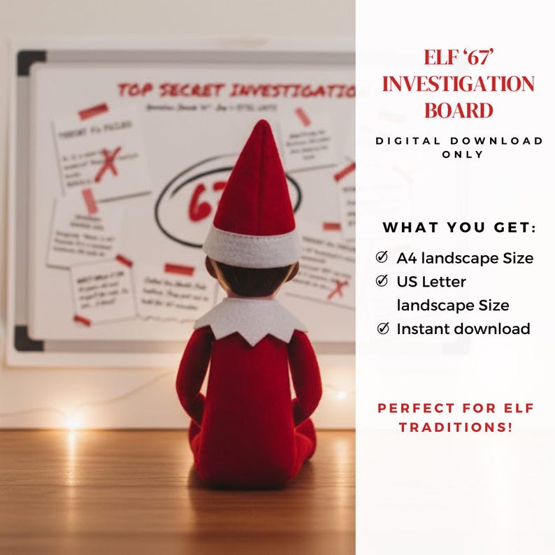 Elf 67 Investigation Board Printable | Funny Elf Ideas | Elf Props ...