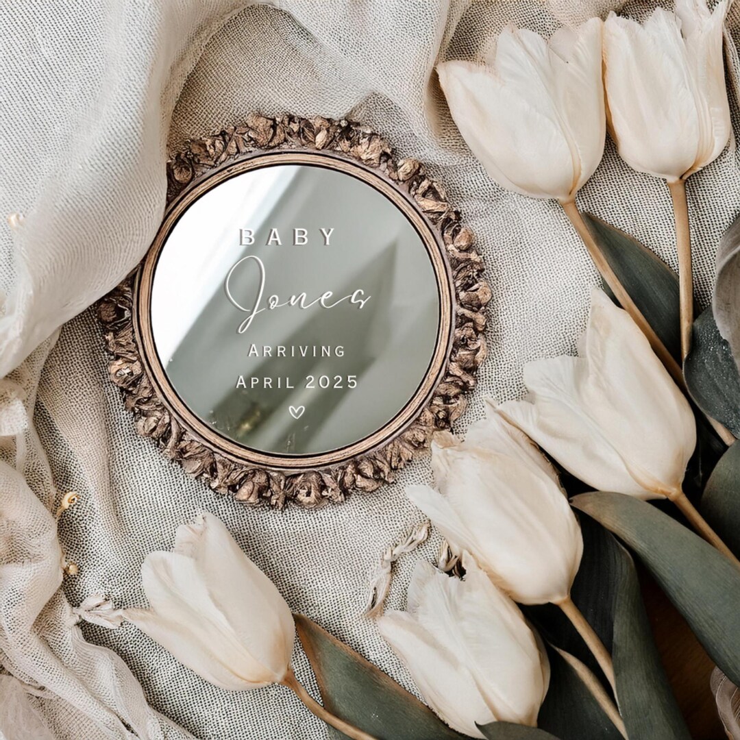 Mirror Pregnancy Announcement Digital Template | Neutral Baby Reveal ...